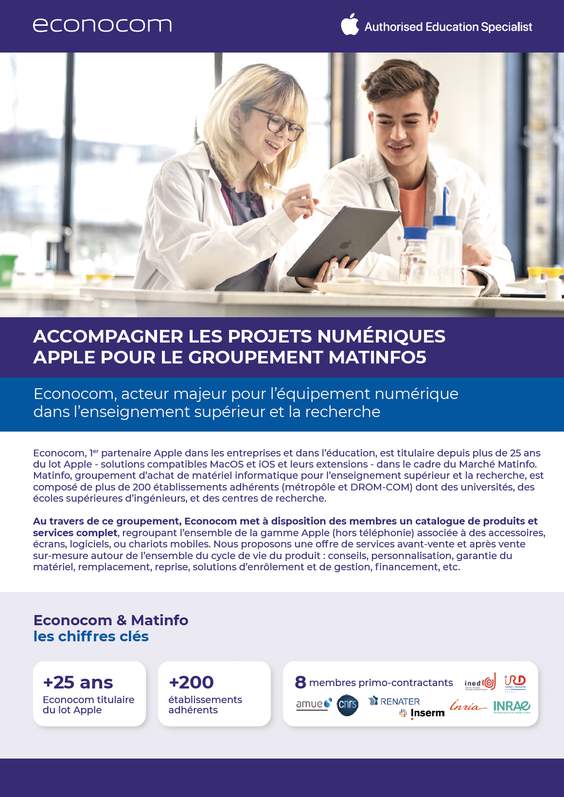 Accompagner les projets numériques Apple pour le groupement MatInfo5 - Apple Econocom Education